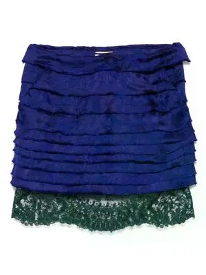 Saint Laurent Jacquard And Lace Mini Dress