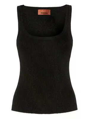 Missoni Ribbed Scoop-neck Top - Black