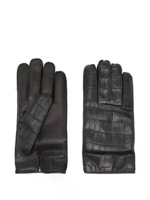 LARDINI Crocodile-embossed Leather Gloves
