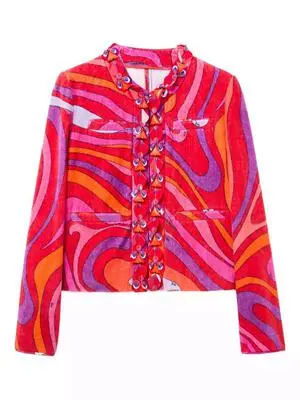 Emilio Pucci Swirl-print Ruffled Jacket - Red