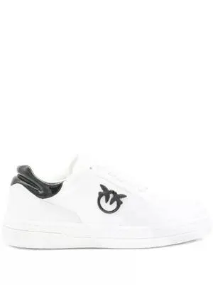 Pinko Logo Plaque Leather Platform Sneakers - White