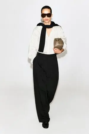 Cos Relaxed Fluid Wide-leg Pants - Black