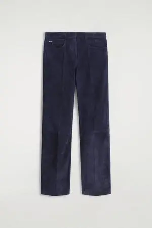 Cos Fluid Straight-leg Suede Pants - Navy