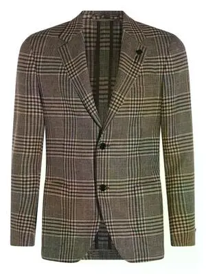 LARDINI Checked Flower-brooch Blazer