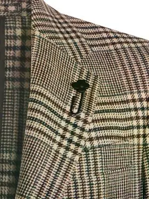 LARDINI Checked Flower-brooch Blazer