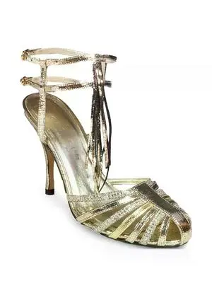CABECEO 90mm Caged Heeled Sandals - Gold