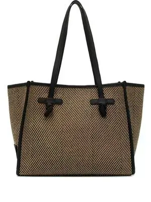 GIANNI CHIARINI Marcella Herringbone Knot Tote Bag - Brown