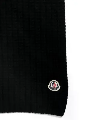 Moncler Ribbed Logo-patch Scarf - Black