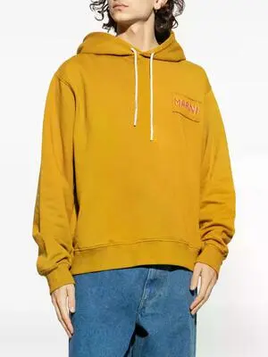 Marni Logo-patch Cotton Hoodie - Yellow