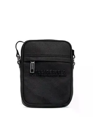 Karl Lagerfeld Embossed-logo Zip Messenger Bag - Black