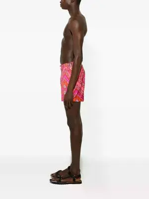 Emilio Pucci Floral-patterned Diagonal-stripe Swim Shorts
