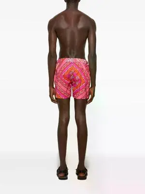 Emilio Pucci Floral-patterned Diagonal-stripe Swim Shorts
