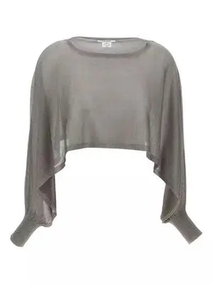 KANGRA Lurex-detailed Cropped Top - Silver