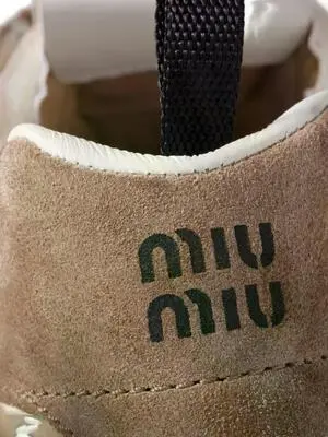 Miu Miu Suede And Fabric Lace-up Sneakers - Pink