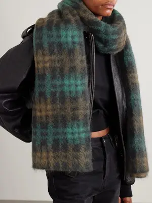 Saint Laurent Checked Mohair-blend Scarf