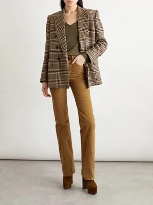 Saint Laurent Double-breasted Checked Silk And Cashmere-blend Blazer