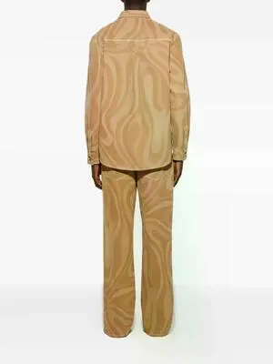 Emilio Pucci Marmo-print Straight-leg Trousers - Neutrals