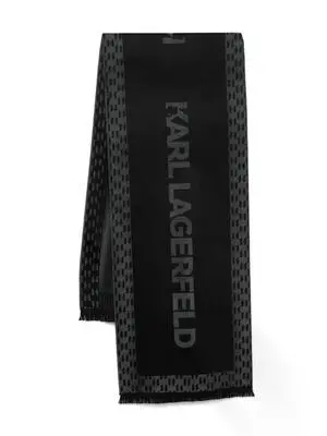 Karl Lagerfeld Monogram-pattern Scarf - Black