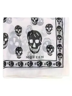 Alexander McQueen Skull-print Silk Scarf - White