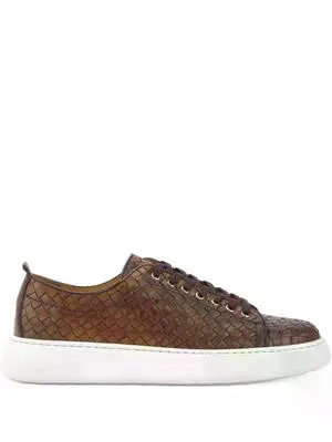 CALCE Woven Leather Low-top Trainers - Brown