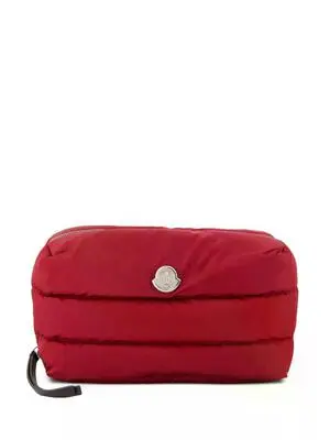 Moncler Quilted Beauty Case With Logo Plaque - Red