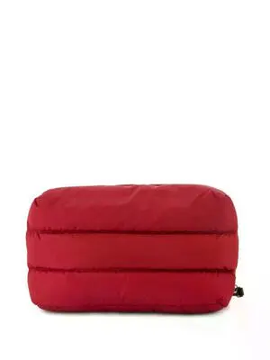 Moncler Quilted Beauty Case With Logo Plaque - Red