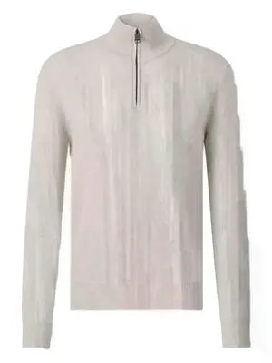 Brioni Ribbed Zip-neck Sweater - Neutrals