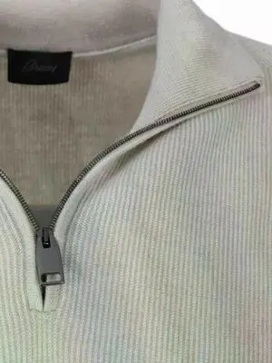 Brioni Ribbed Zip-neck Sweater - Neutrals