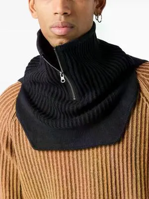 PARAJUMPERS Zip-front Ribbed-neck Gaiter - Black