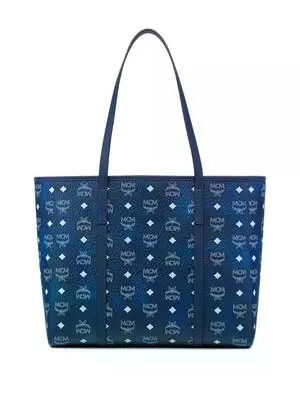 Mcm Toni Visetos Monogram Canvas Top-zip Tote Bag