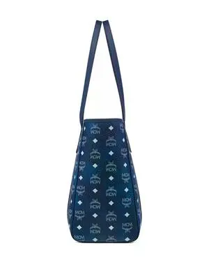 Mcm Toni Visetos Monogram Canvas Top-zip Tote Bag