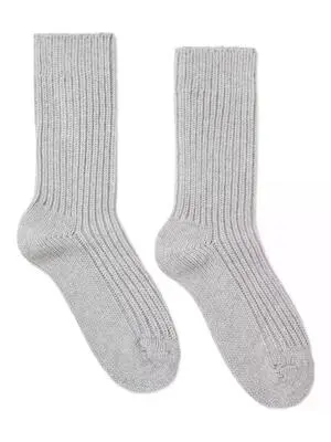 Alanui Ribbed Cashmere Socks - Grey