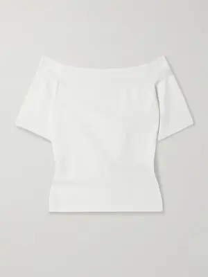 Alexander McQueen Off-the-shoulder Stretch-knit Top - White