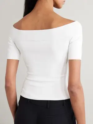 Alexander McQueen Off-the-shoulder Stretch-knit Top - White