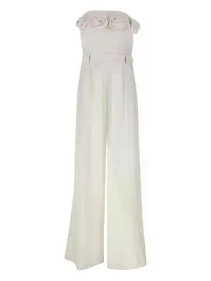 KAOS Rose-embellished Jumpsuit - White