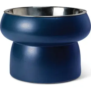 FRINGE STUDIO Speckle Finish Raised Small Pet Bowl - Blue
