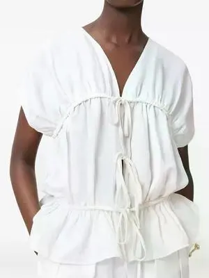 ALLSAINTS Remy Tie-front Ruffled Top - White