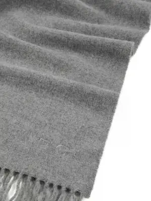 A.p.c. Embroidered-logo Fringed Scarf - Grey