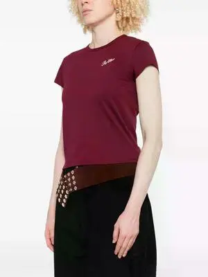 Attico Logo-embroidered Cotton T-shirt - Red