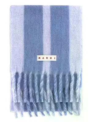 Marni Striped Fringed Scarf - Blue
