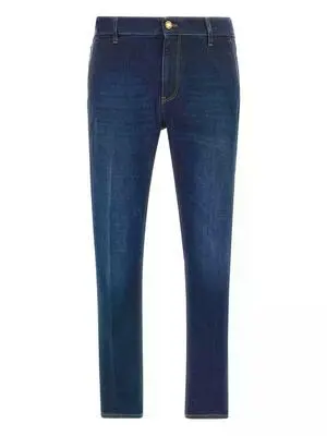 PT TORINO Four-pocket Jeans With Leather Patch - Blue