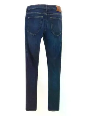 PT TORINO Four-pocket Jeans With Leather Patch - Blue
