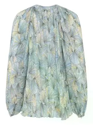 Veronica Beard Floral Print Pleated Blouse