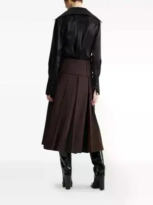 PATOU Belted Pleated Midi Skirt - Brown