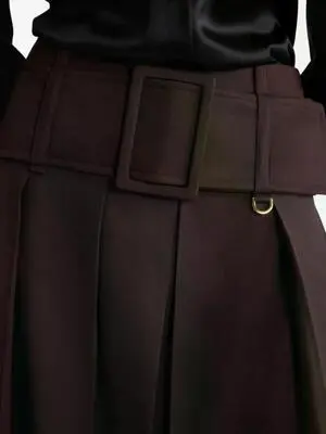 PATOU Belted Pleated Midi Skirt - Brown