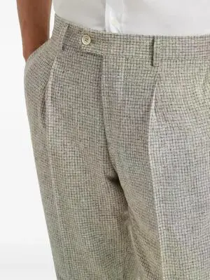 Brunello Cucinelli Pleated-front Check-pattern Trousers - Neutrals