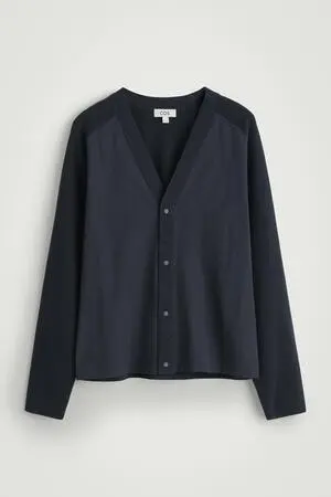 Cos Paneled Knitted Cardigan - Navy