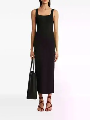 Khaite Dixi Square-neck Midi Dress - Black