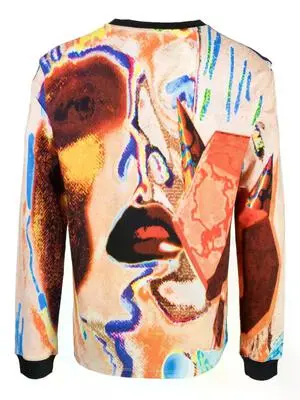 LIMITATO Abstract-face Print Wool Sweater
