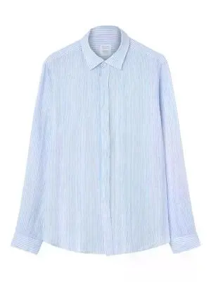 XACUS Striped Linen Shirt - Blue